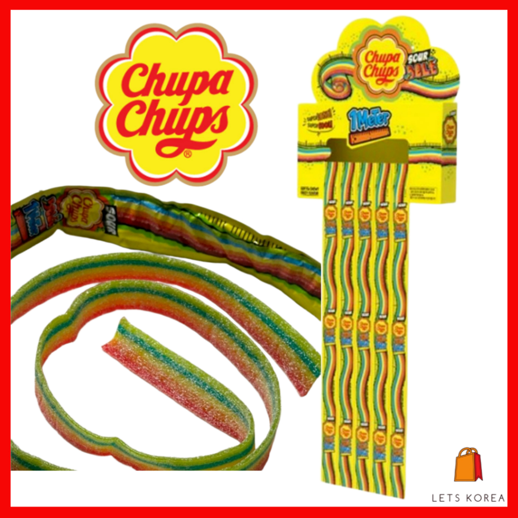 Chupa Chups Sour Belt 1M Jelly 55g – Extra Long Rainbow Sour & Sweet ...