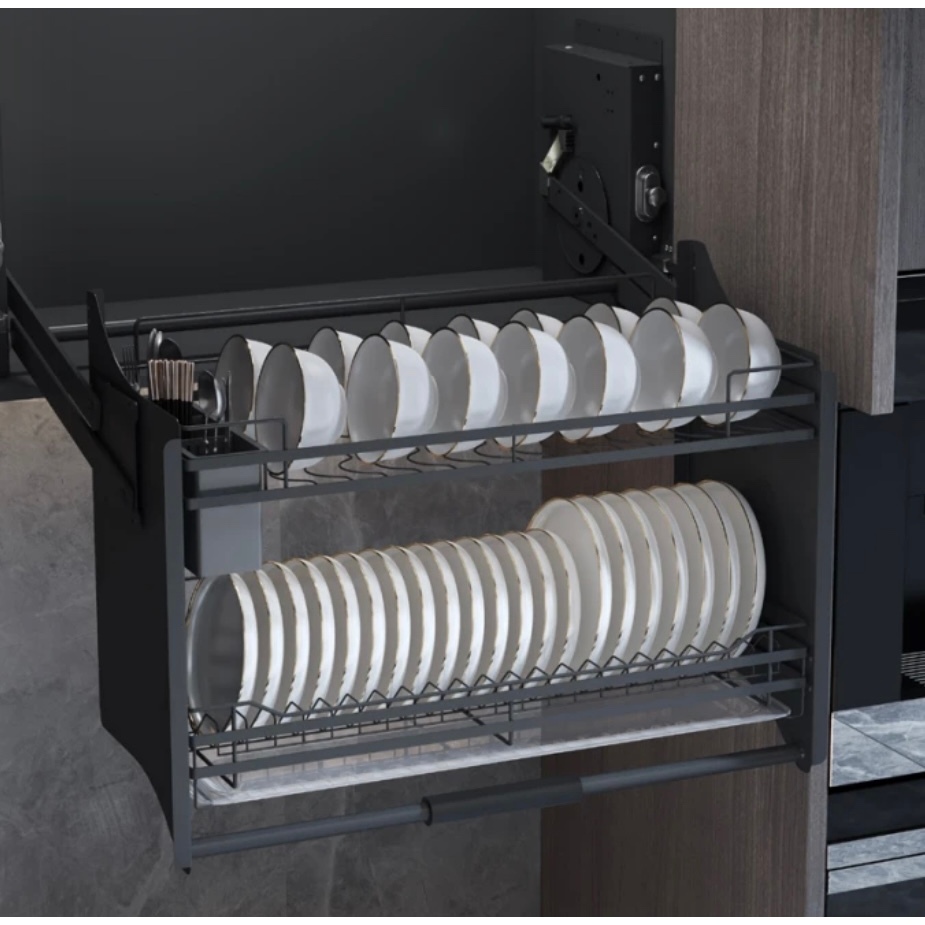 Up and Down Storage Kit Elevator Basket with Dish Rack/ Pull Down Rack ...