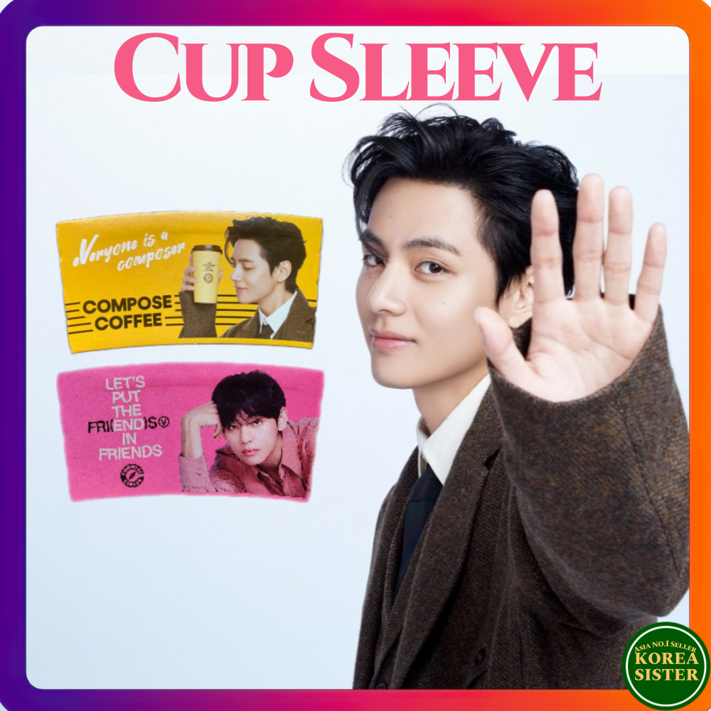 BTS V Cup sleeve 20ea(200g) / Korea / BTS V / ARMY / compose black edge ...
