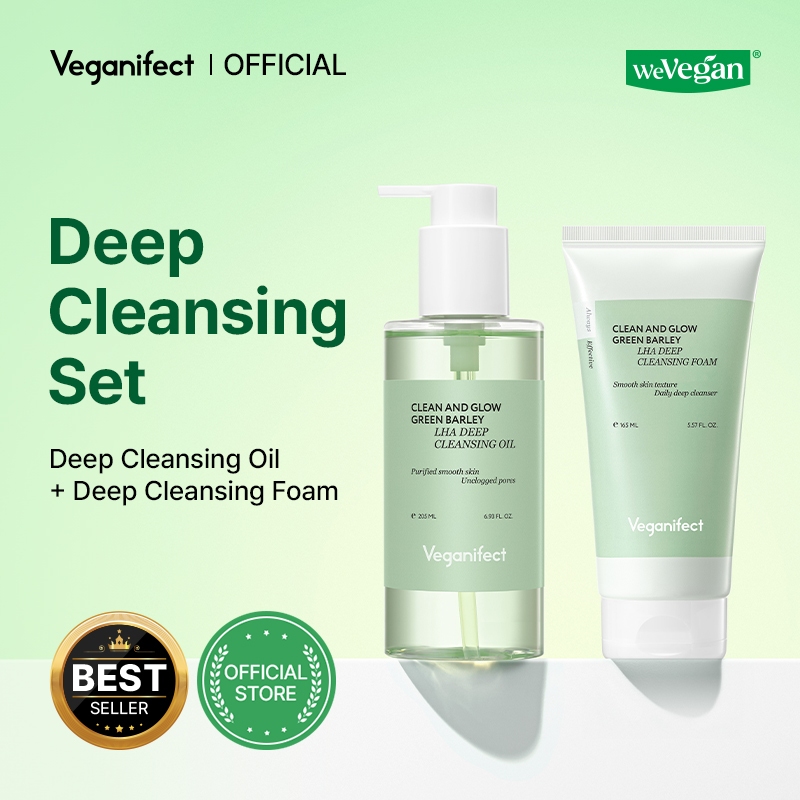 [Veganifect] LHA Deep Cleansing Oil 205ml + LHA Deep Cleansing Foam 165ml / Acne-prone skin ...