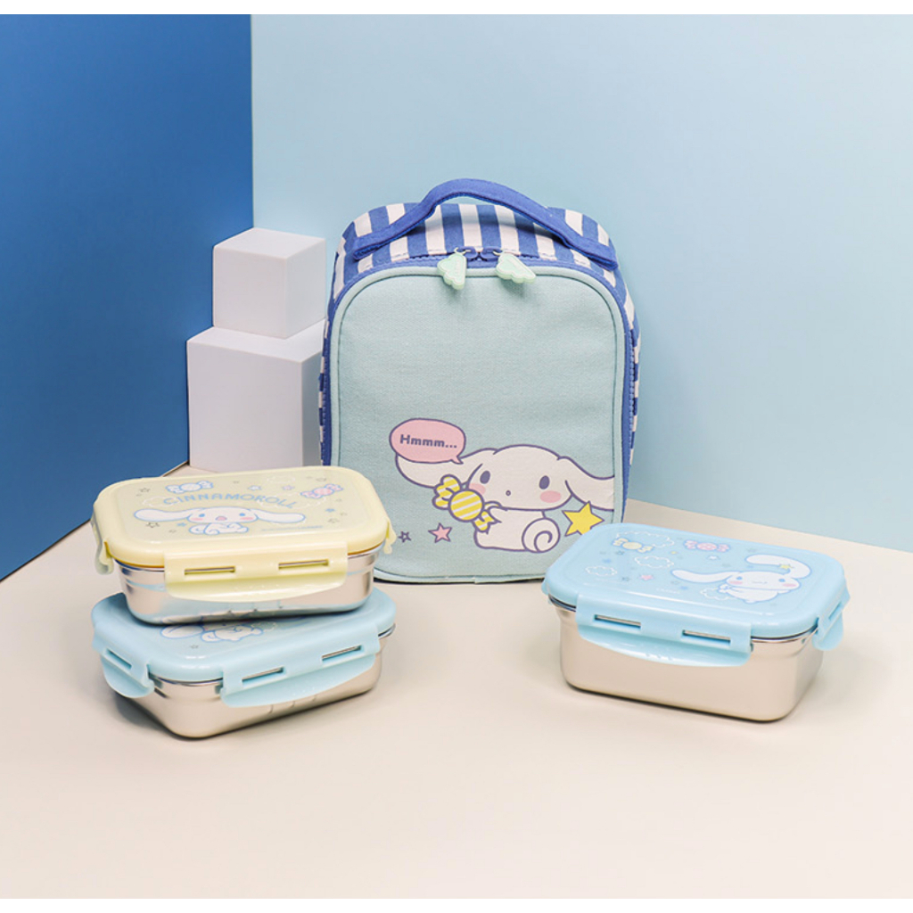 Lilfant Sanrio Cinnamoroll Stainless Steel Lunch Box Set of 3 with ...