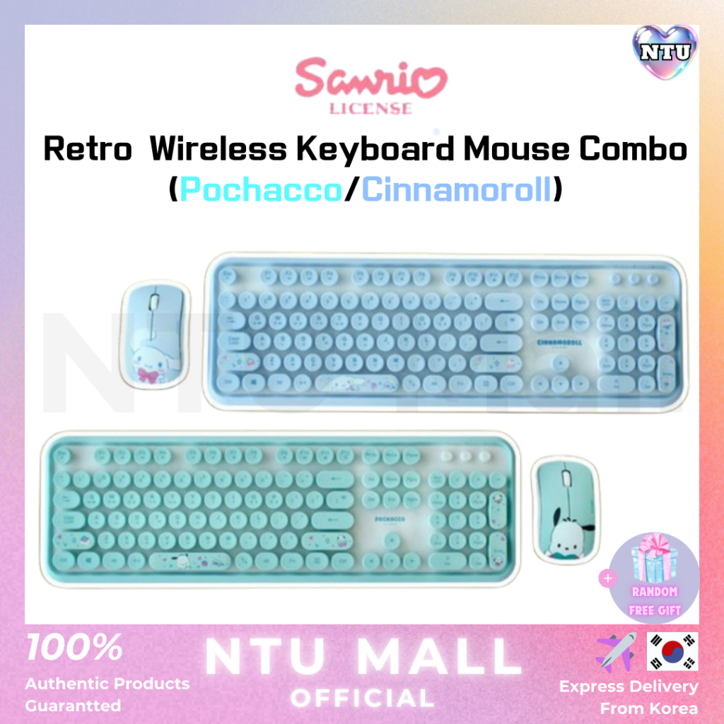 [Sanrio] Retro Pochacco, Cinnamoroll Wireless Keyboard Mouse Combo ...