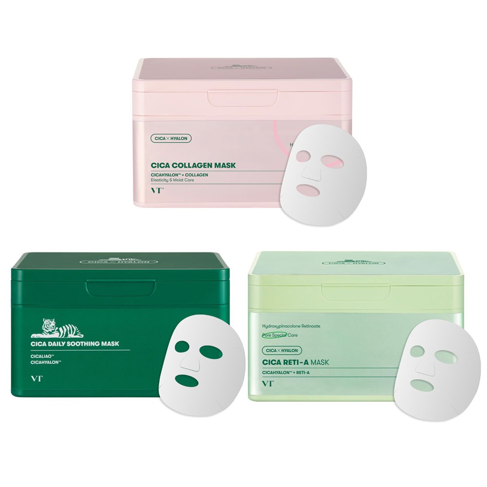 VT Pro Cica Daily Soothing Mask (30 sheets), VT Cica Collagen Mask (30 ...