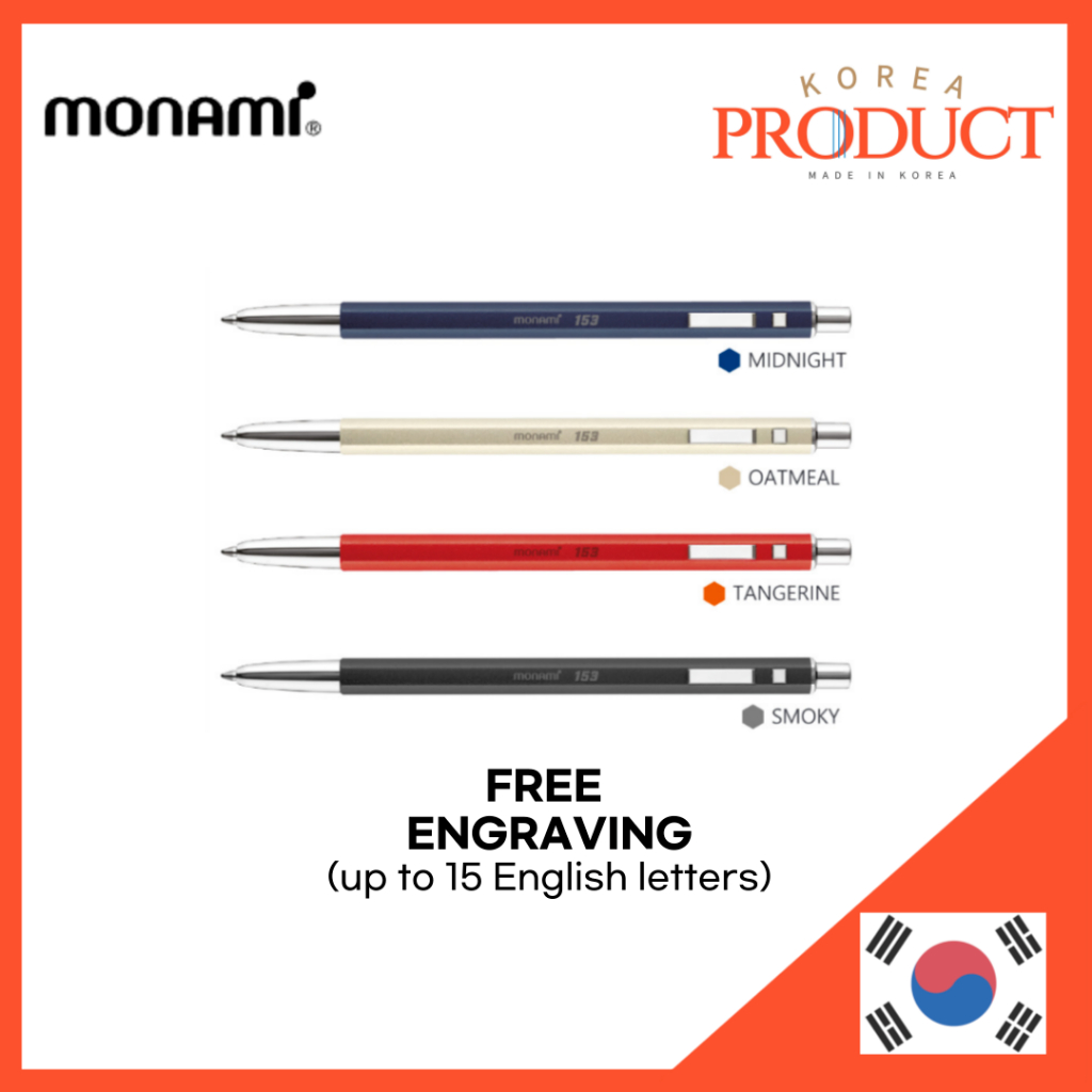 MONAMI 153 ID Ballpoint Pen 1.0mm Free Engraving Custom Pen (Ink Color ...