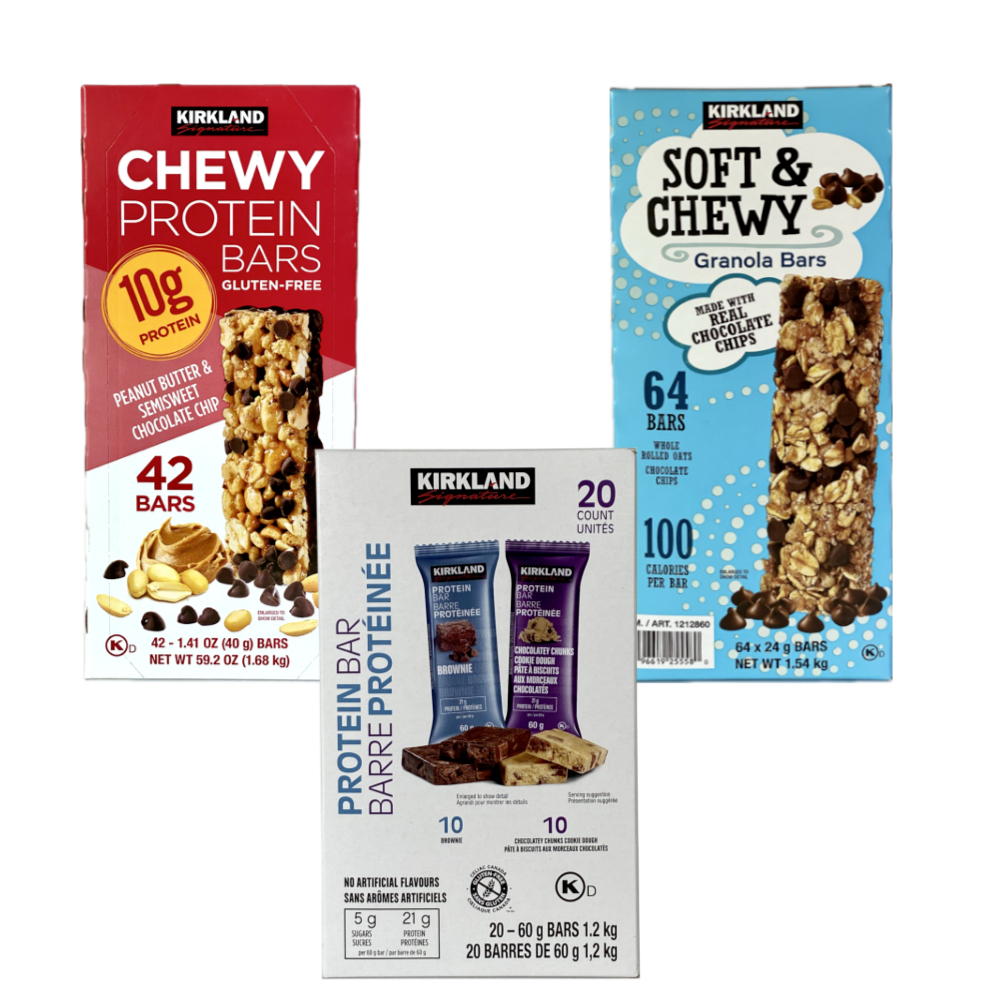 KIRKLAND Protein Bar Bundle in Box | 3 Types Protein, Chewy Granola ...