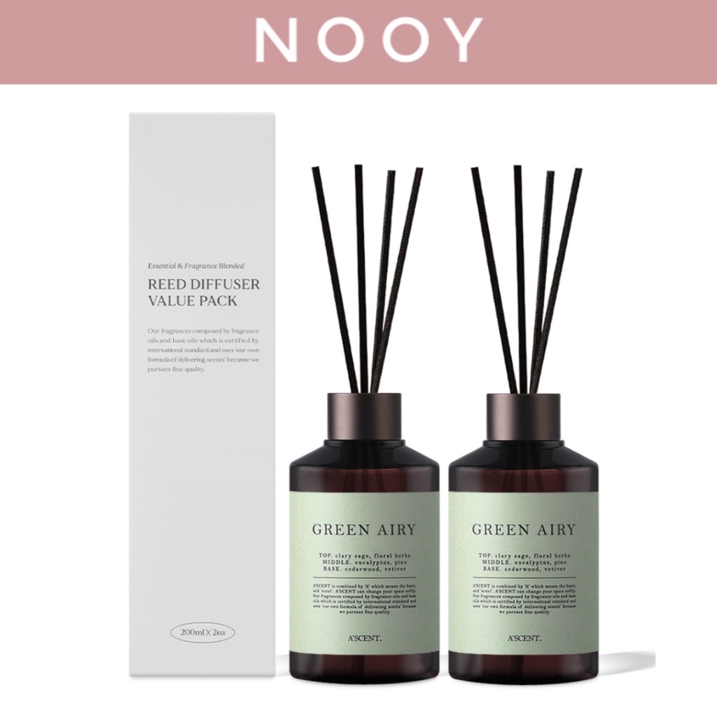 [ASCENT] Natural Diffuser 200ml 2Bottle + Reed Stick 10ea (Green Airy ...