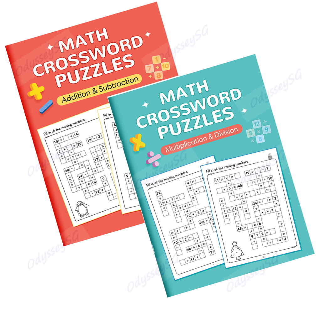 Math Crossword Puzzles Worksheet Book | Addition Subtraction ...
