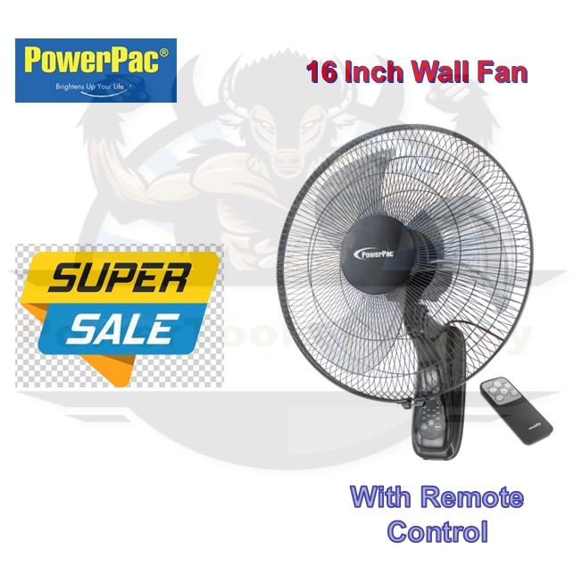 POWERPAC PPWF40R 16" REMOTE CONTROL WALL FAN WITH 24 MONTHS WARRANTY ...
