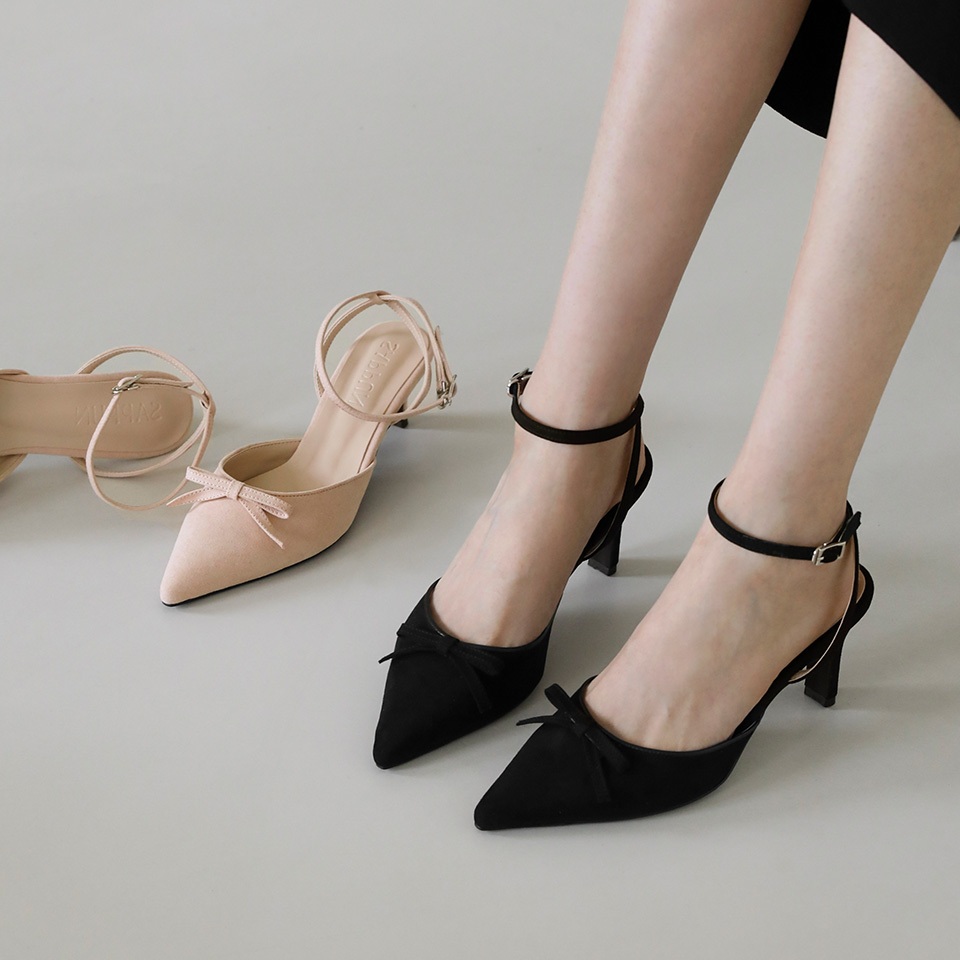 [SAPPUN] Yulia Ribbon Suede Slingback Heels (5/7cm) | Shopee Philippines