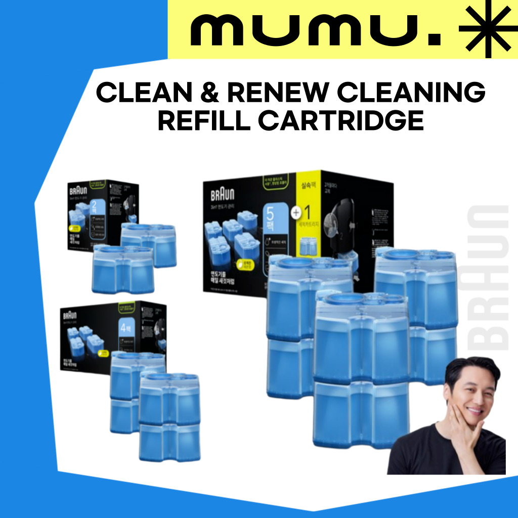[BRAUN] Clean & Renew Cleaning Refill Cartridge for Electric Shaver – 2 ...