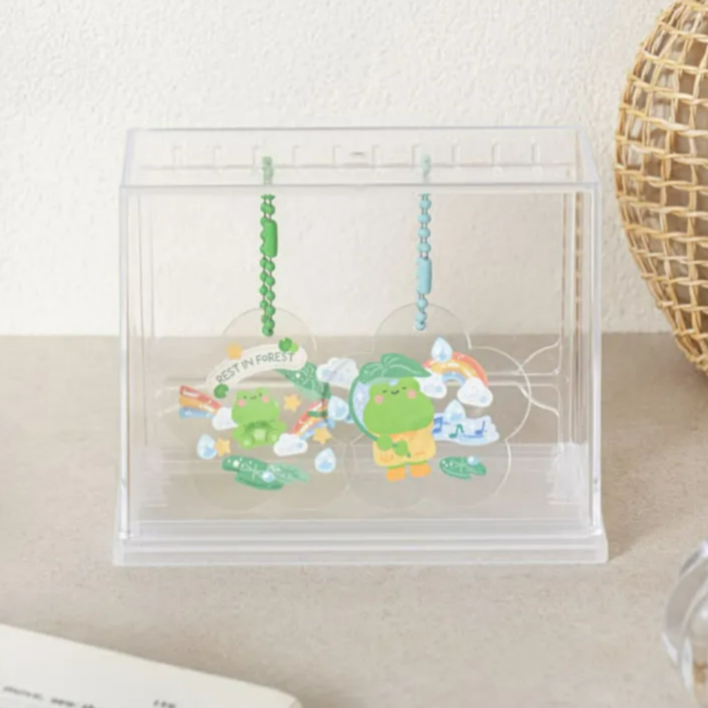 DAISO Keyring Display Case Stackable & Adjustable Crystal Clear Keep ...