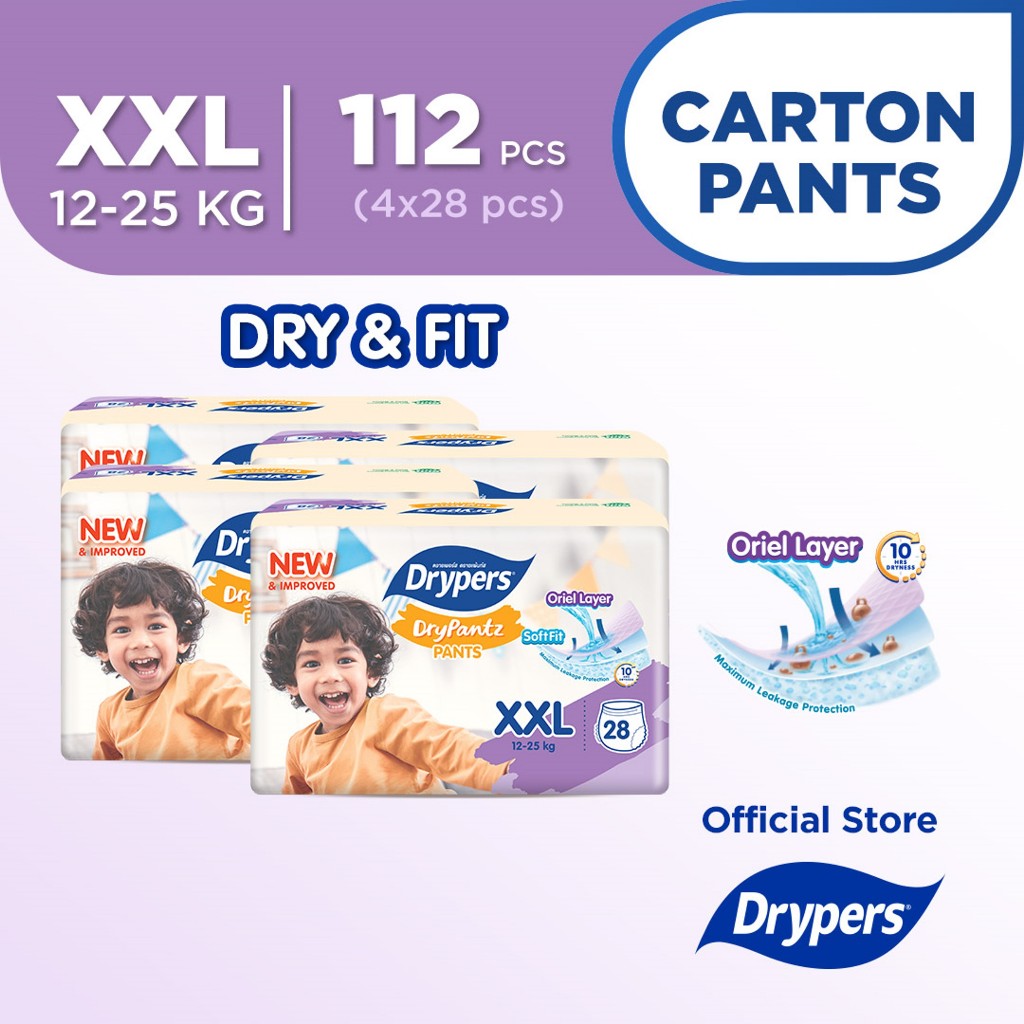 Drypers DryPantz Pants Baby Diaper XXL (12 - 25kg) 28sx4 - Carton ...