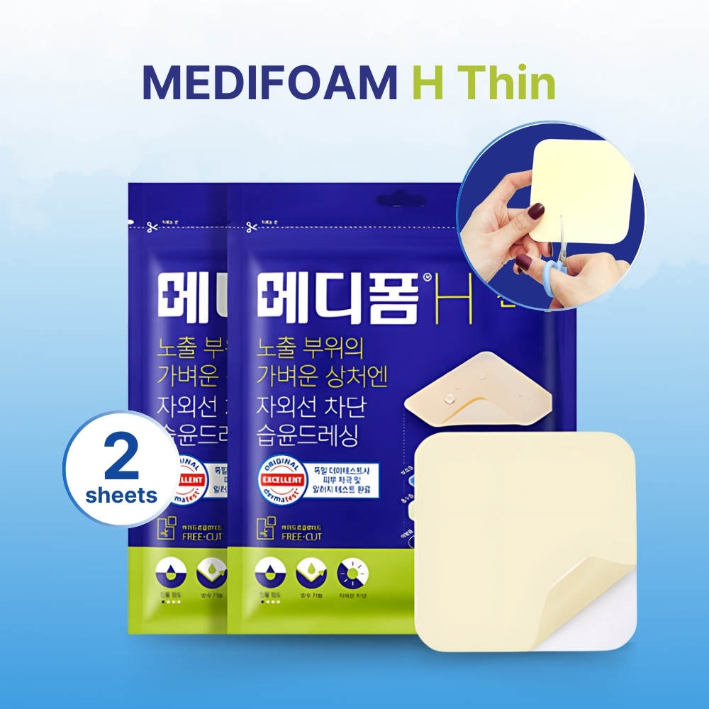 Medifoam H Thin Adhesive Foam Dressing - 2 Sheets for Wound Care ...