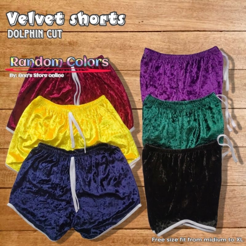 Bargain Velvet shorts plain design for Ladies dolphin cut design random ...