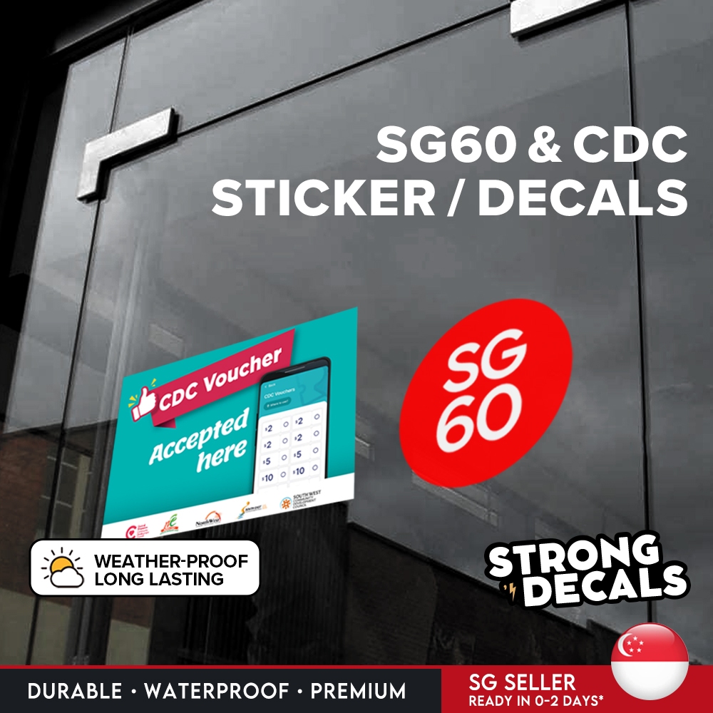 [SG Seller] SG60 CDC Voucher Decal Sticker Hawker Shop Restaurant Cafe ...