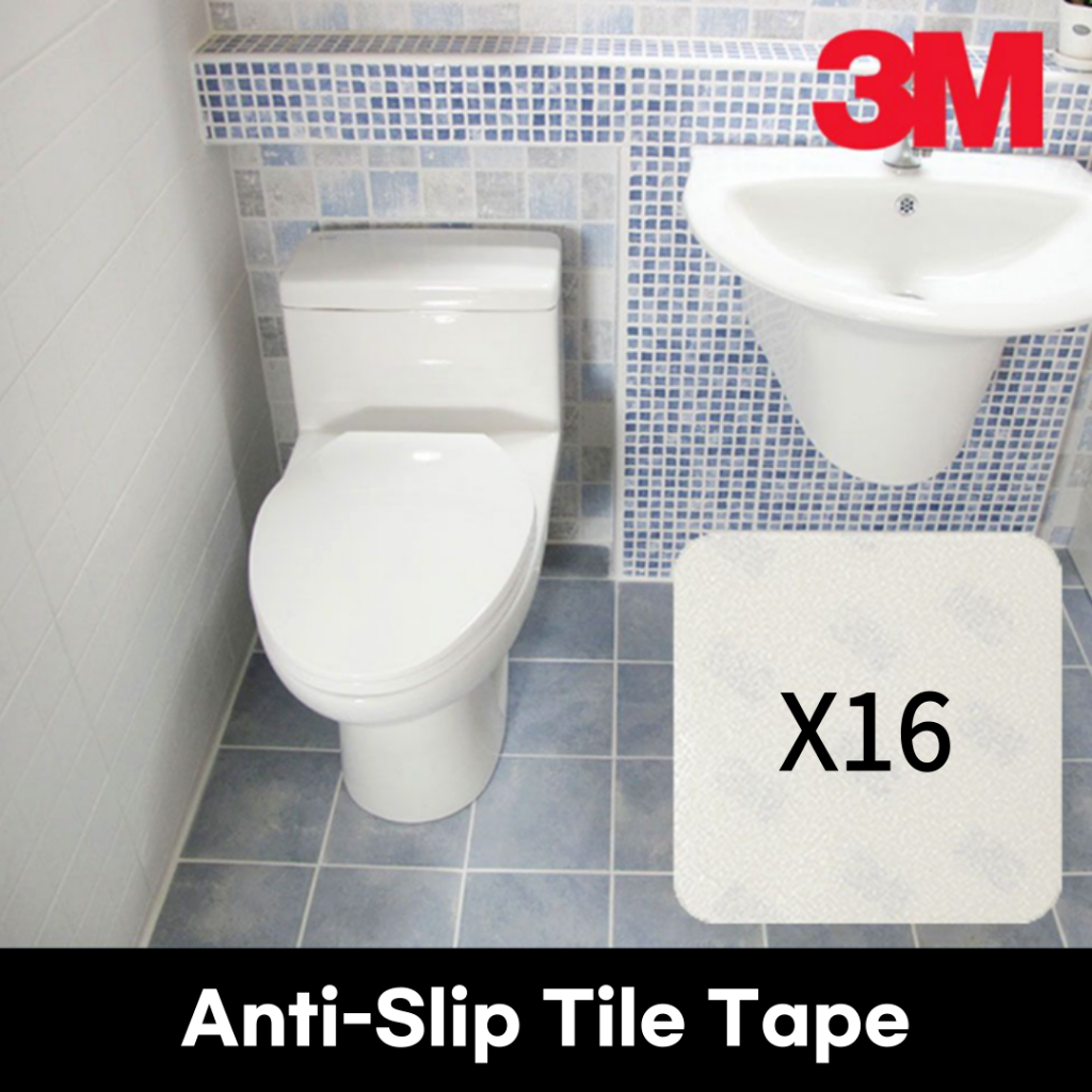 3M Transparent Anti-Slip Tile Tape 16p - 50mm x 50mm Slip-Resistant ...