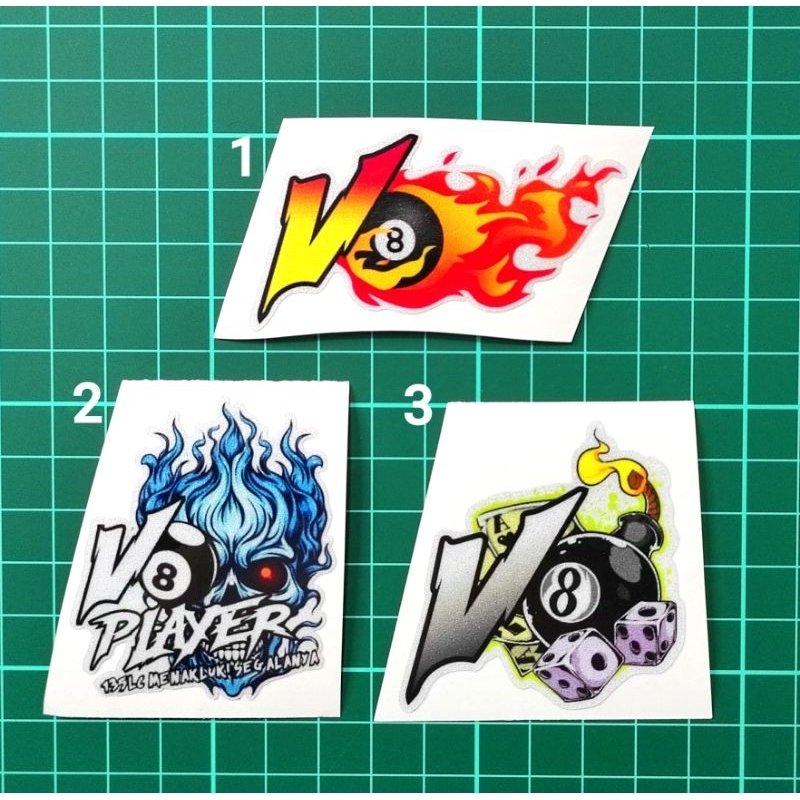 Sticker LC V8 Api / V8 Dadu / V8 Player / V8 Nation Sticker Printing Reflective Waterproof ...