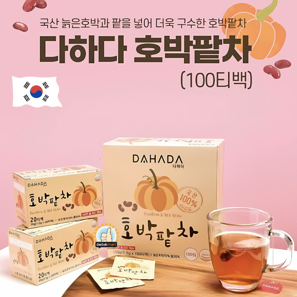 DAHADA Pumpkin & Red Bean Herbal Tea 100% Natural isi 20 bags Korean ...