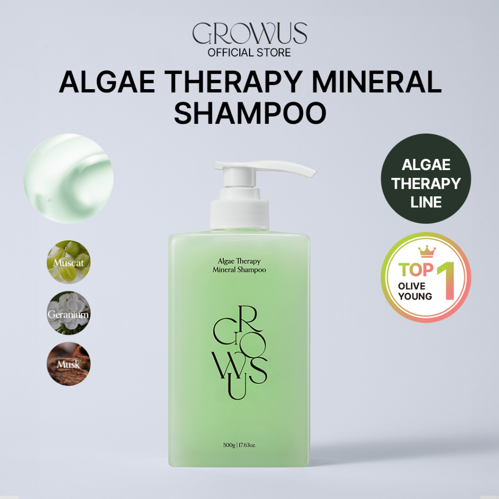 [GROWUS Official] Algae Therapy Mineral Shampoo 500g, Leave-In Conditioner, Deep Sea Algae ...