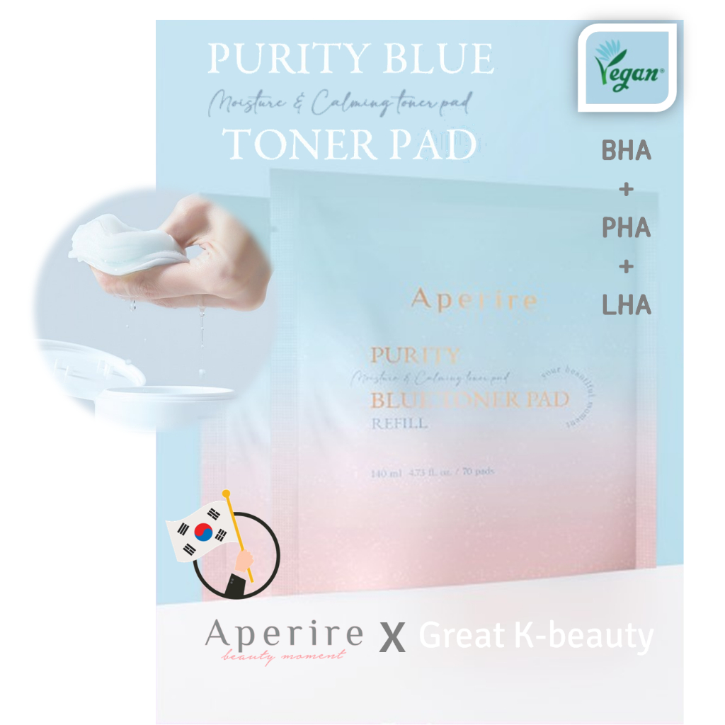Korea Skincare [Aperire] Purity Blue Toner Pad 70pads(only refill ...