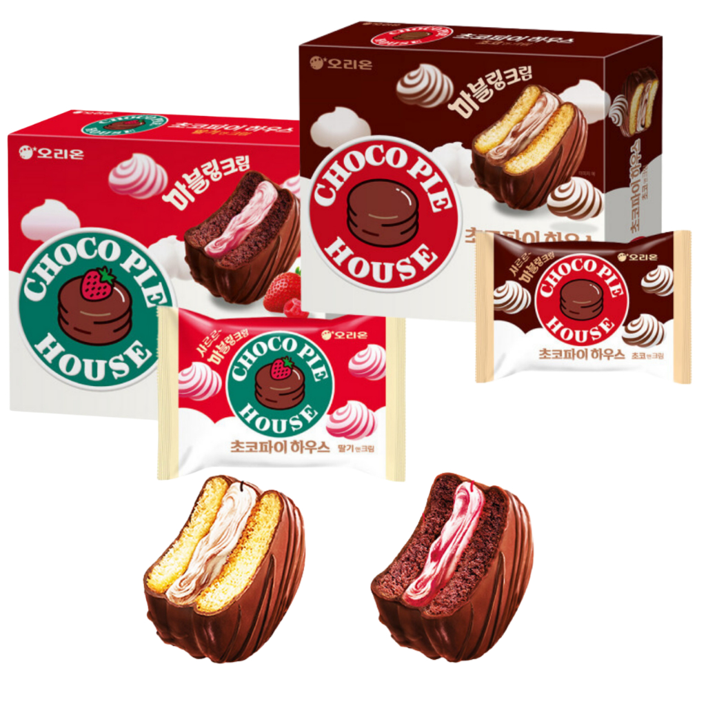 ORION CHOCHO PIE HOUSE Choco Cream 34gr x 12pc , Strawberries Choco ...