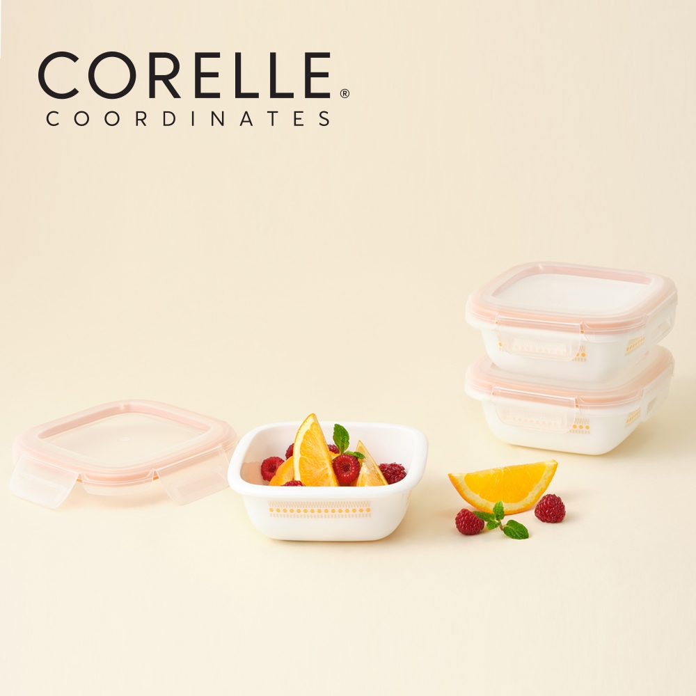 Corelle Jacquard Band Square Sealed Food Storage Container 3p (300ml ...