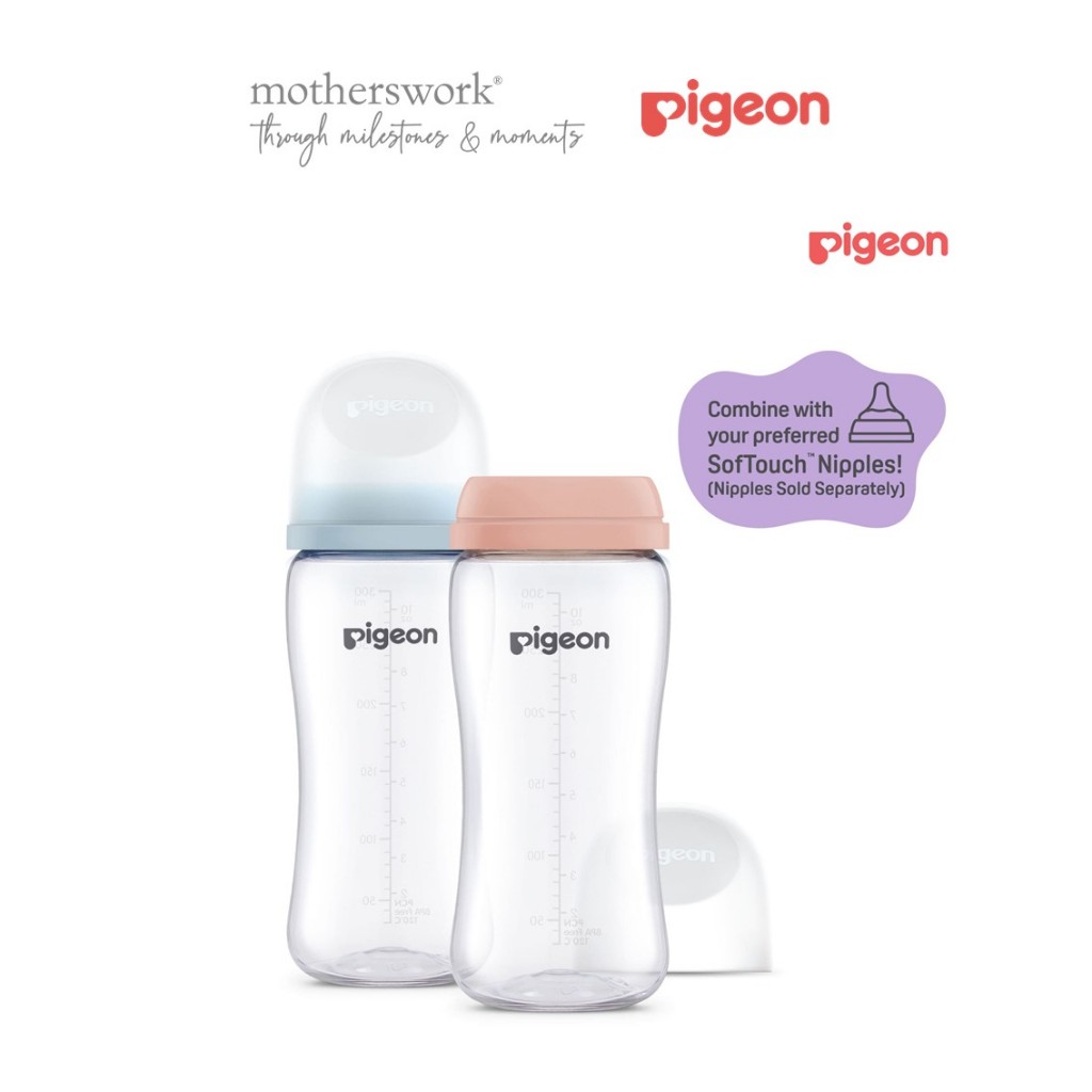 Pigeon SofTouch T-Ester Nursing Bottle WITHOUT Nipple - Twin Pack 300ml | Shopee Philippines
