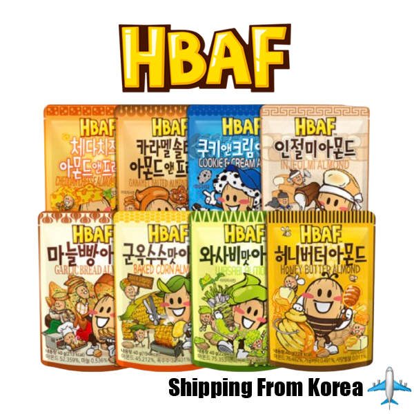 [HBAF] Almond 40g｜Honey Butter / Wasabi / Baked Corn / Garlic Bread / Injeolmi / Cookie & Cream ...
