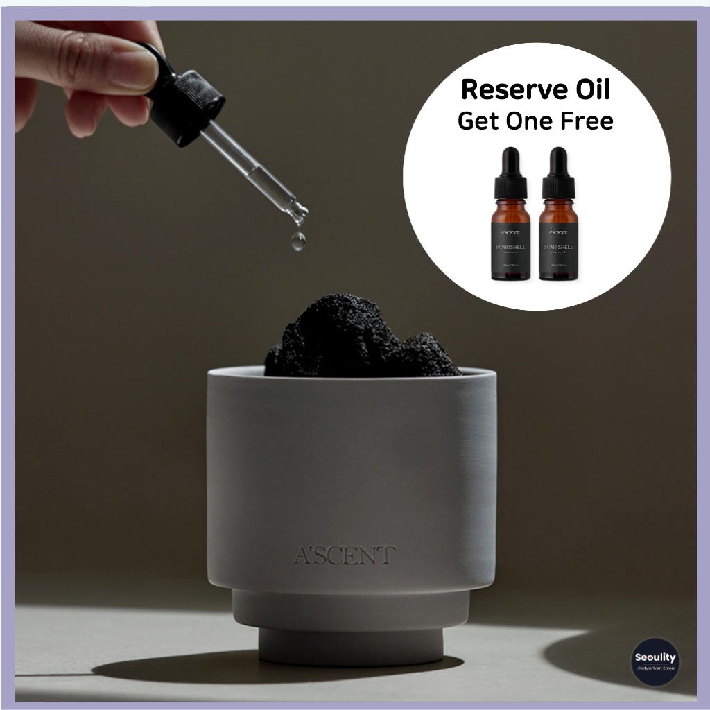[Made in Korea] A'SCENT Stone Diffuser｜Ceramic Objet + Lava Rock + 2 Oils｜Reusable Aroma Set ...