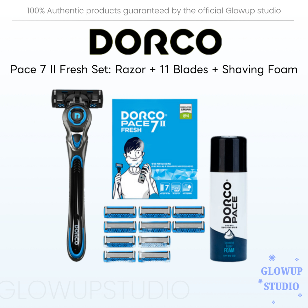 Dorco Pace 7 II Fresh Set (Razor + 11 Blades + Shaving Foam) | Shopee ...