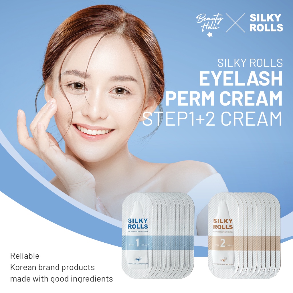 [SILKY ROLLS] EYELASH PERM CREAM, 10 Times Use, Step1+2 Cream, Self ...