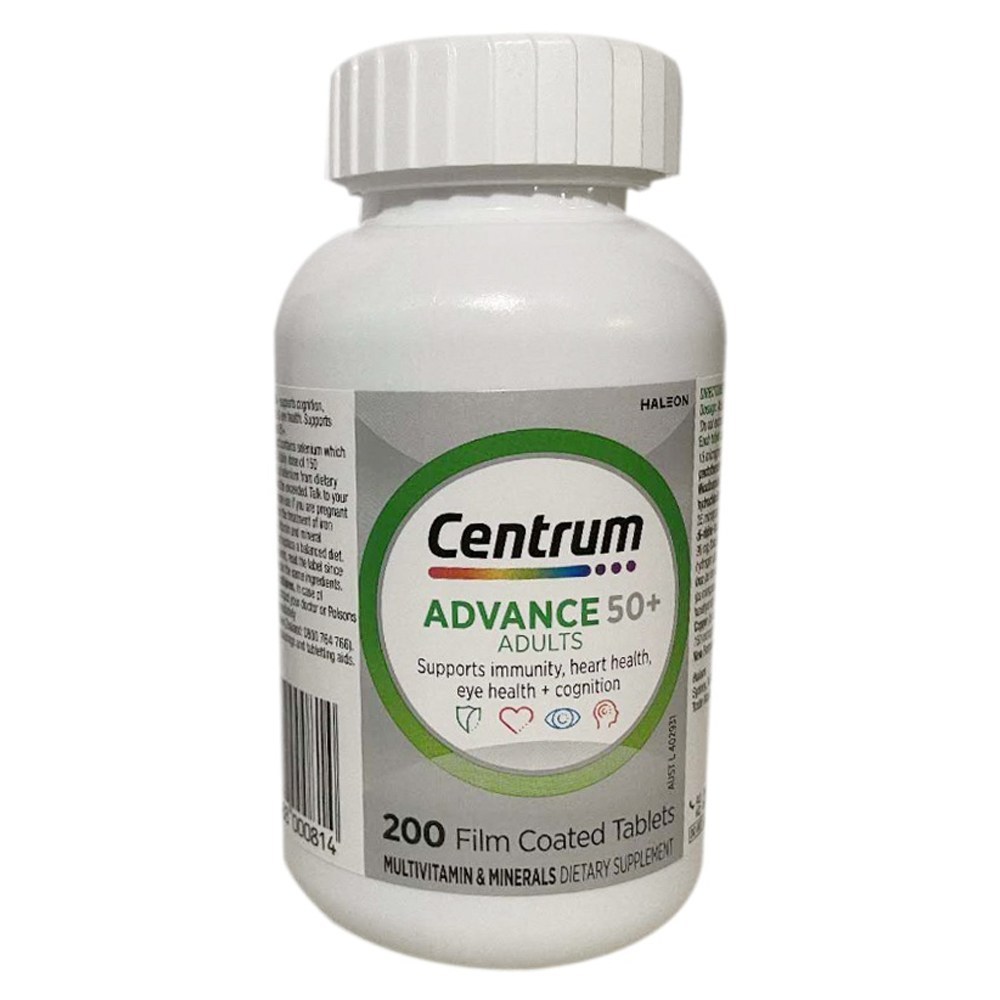 Centrum Advance 50+ Multivitamin, Energy, Vision & Skin Health, 200 ...