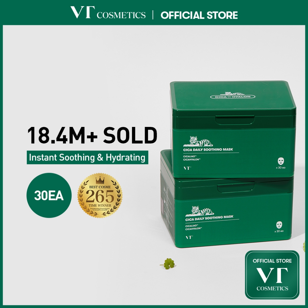 [VT] CICA Daily Soothing Mask 30ea (Daily Mask set/CICA, Retinol, Collagen, PDRN, Tranexamic ...
