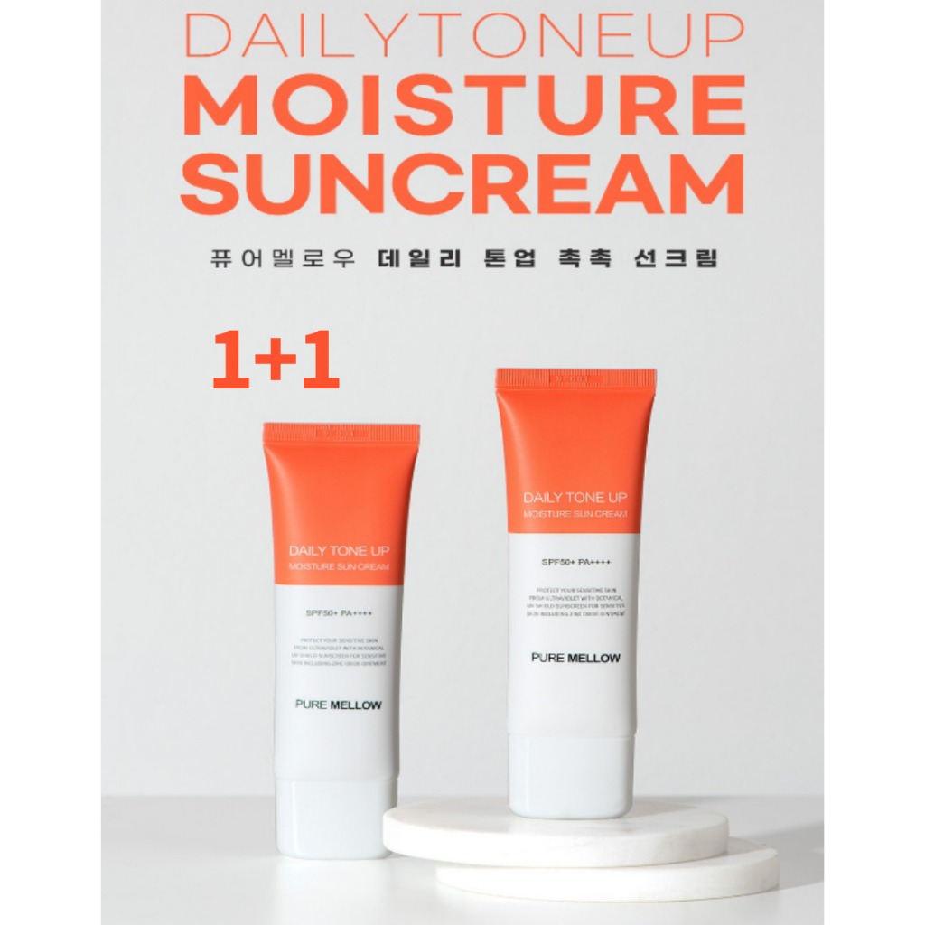 Pure Mellow Daily Tone-Up Moist Sun Cream SPF50+ PA++++ 50ml 2EA - Skin Brightening UV ...
