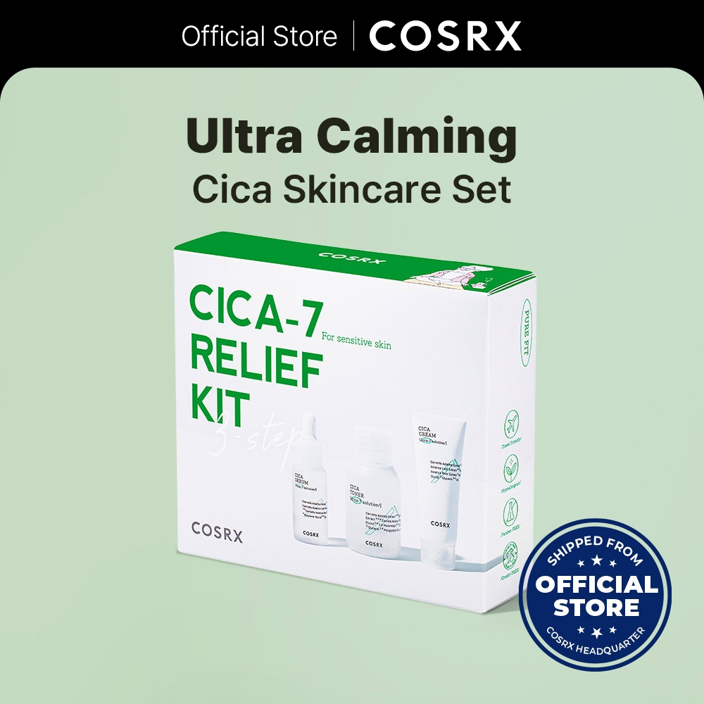 [COSRX OFFICIAL] CICA-7 RELIEF KIT- 3 steps / Toner 30mL, Serum 10 mL, Cream 15mL, Cica-7 ...