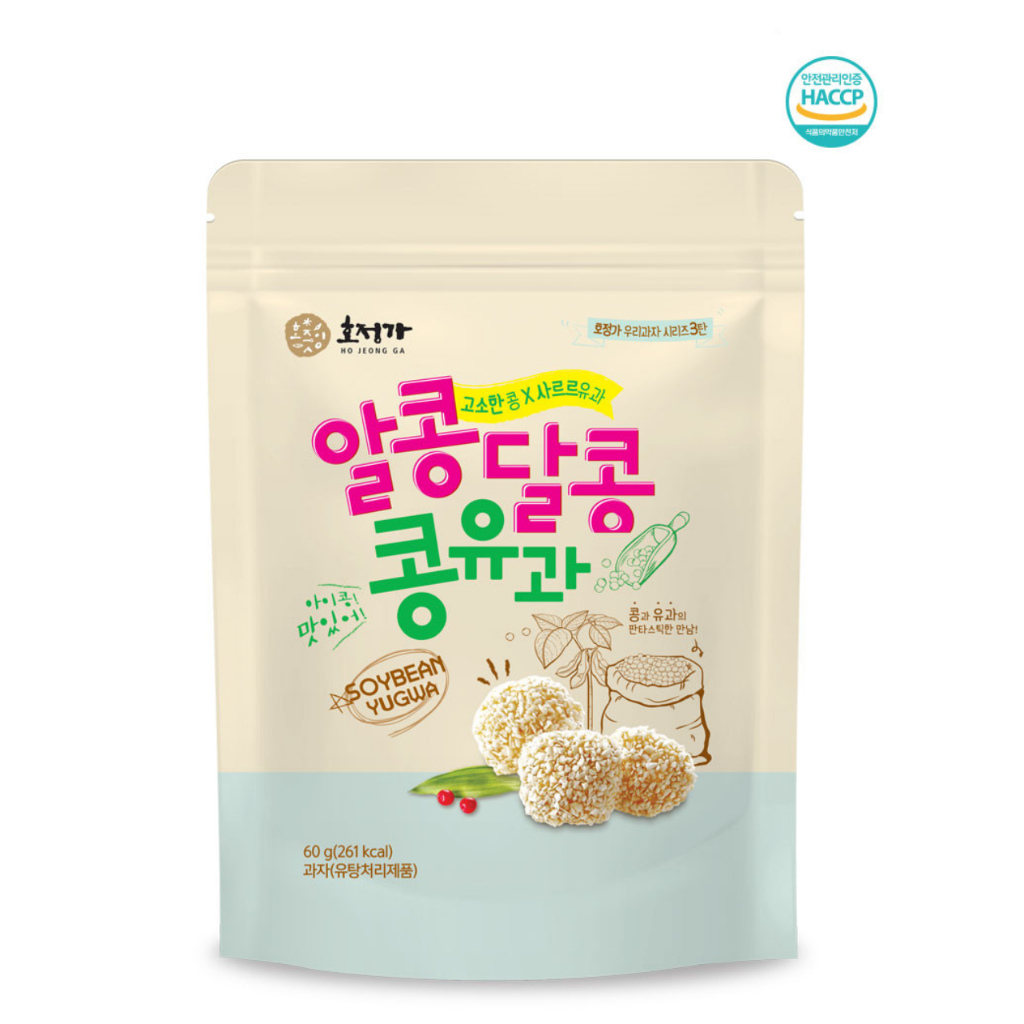 [Made in Korea] HOJEONGGA Sweet Soybean Puffed Snack Soybean Yugwa 60g ...