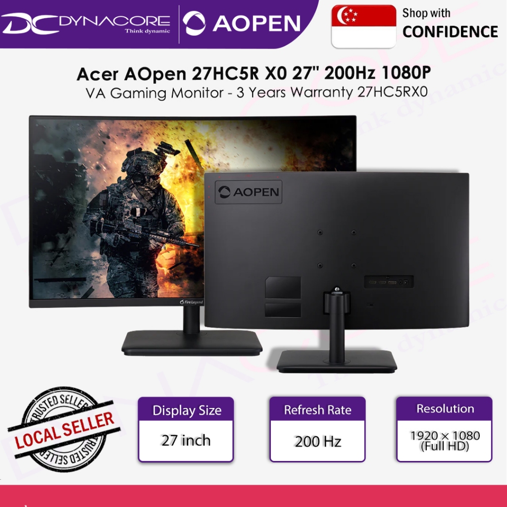 Acer AOpen 27HC5R X0 27" 200Hz 1080P VA Gaming Monitor 27HC5RX0 ...