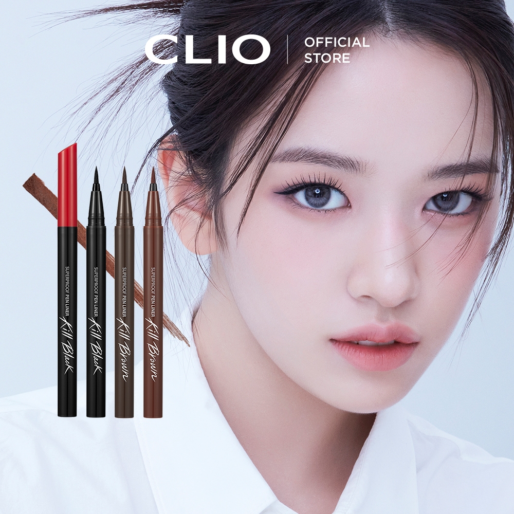 Clio Superproof Pen Eyeliner Kill Black, Brown 0.55ml | Long lasting ...