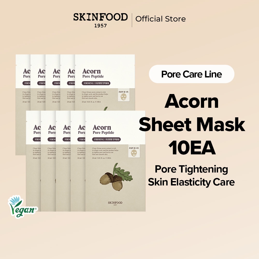 [Bundle of 10][SKINFOOD Official] Acorn Pore Peptide Sheet Mask 10ea ...
