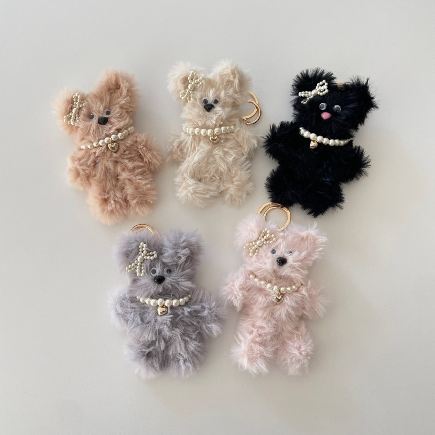 Korea Pipe Cleaner Doll Backpack Cute Keychain Ivory Pink Grey Beige ...