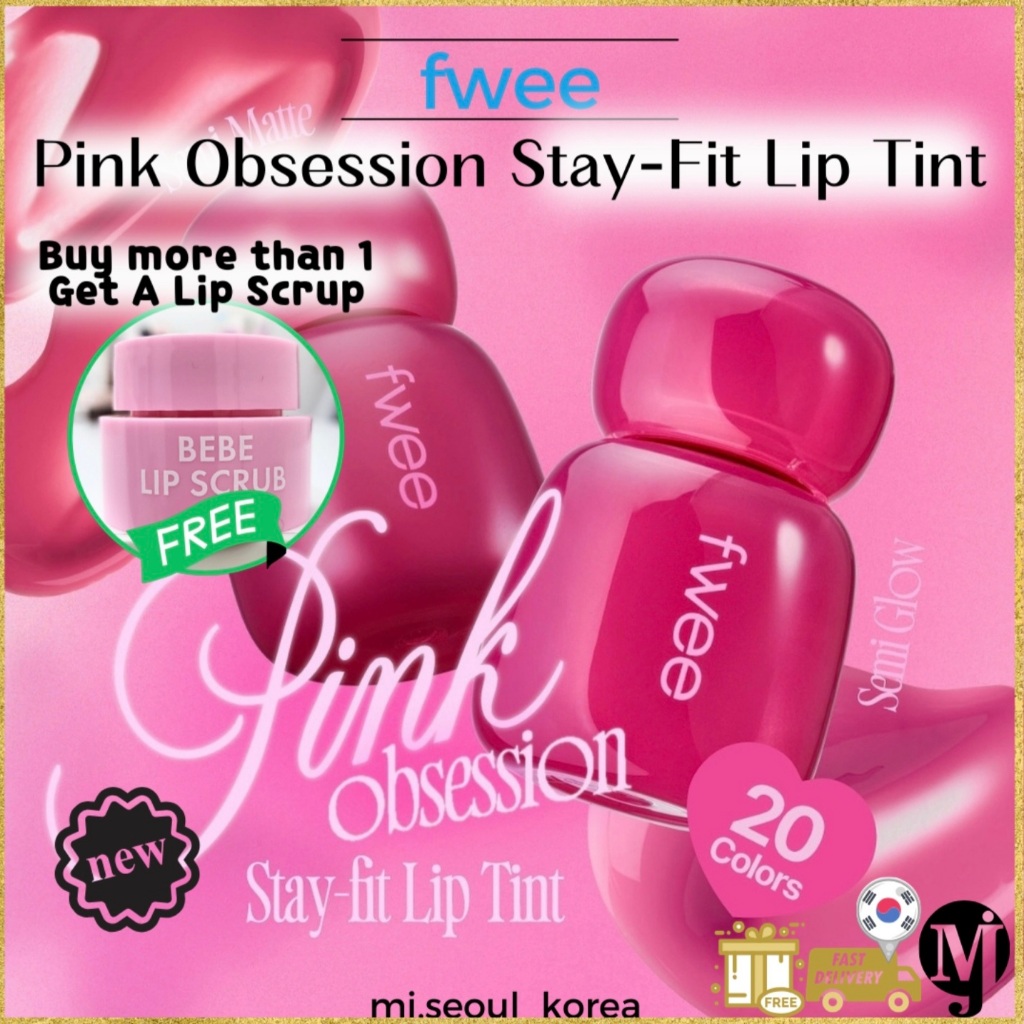 fwee Pink Obsession Stay-Fit Lip Tint 20colors (Buy more than 1 get a ...