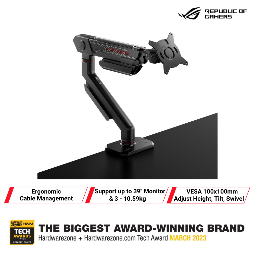 ASUS ROG Ergo Monitor Arm AAS01 - Cable Management, Ergonomic, supports ...
