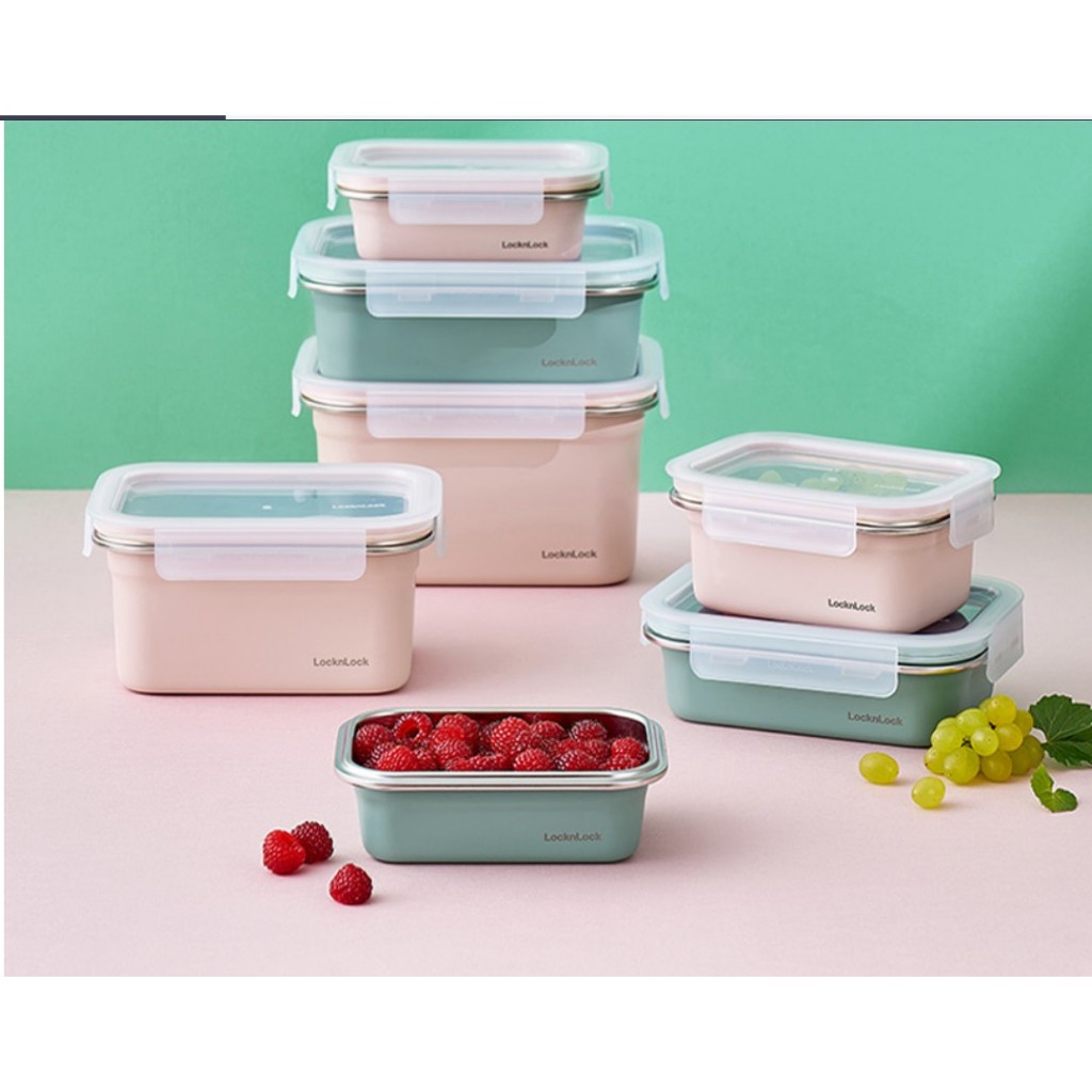 Lock & Lock Color Stainless Steel Airtight Container (Pink or Green ...