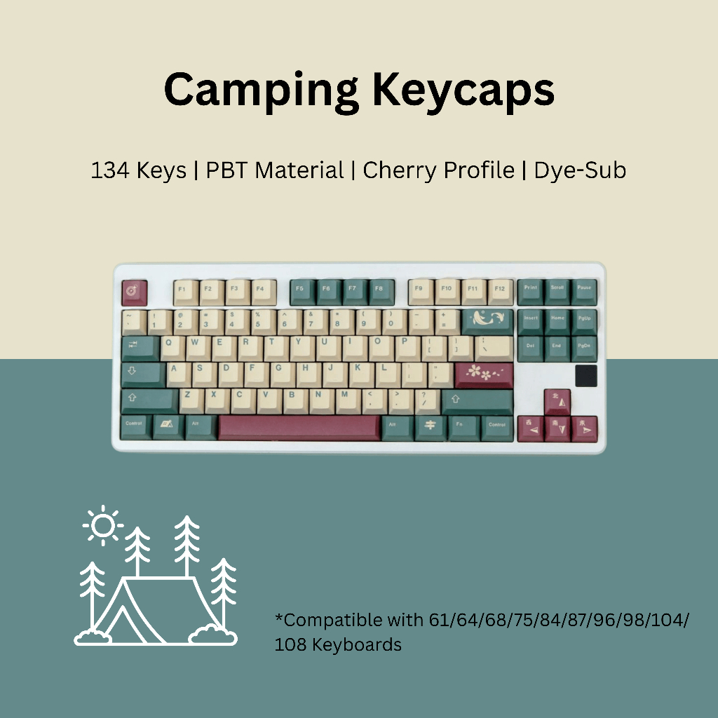 Camping Keycaps | 134 Keys | Cherry Profile | PBT Dye-Sub | Royal ...