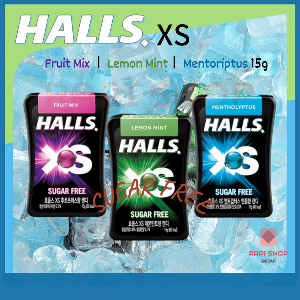 [Halls] XS Sugar Free Candy 15g/60kcal Lemon Mint l Fruit Mix l Menthol ...