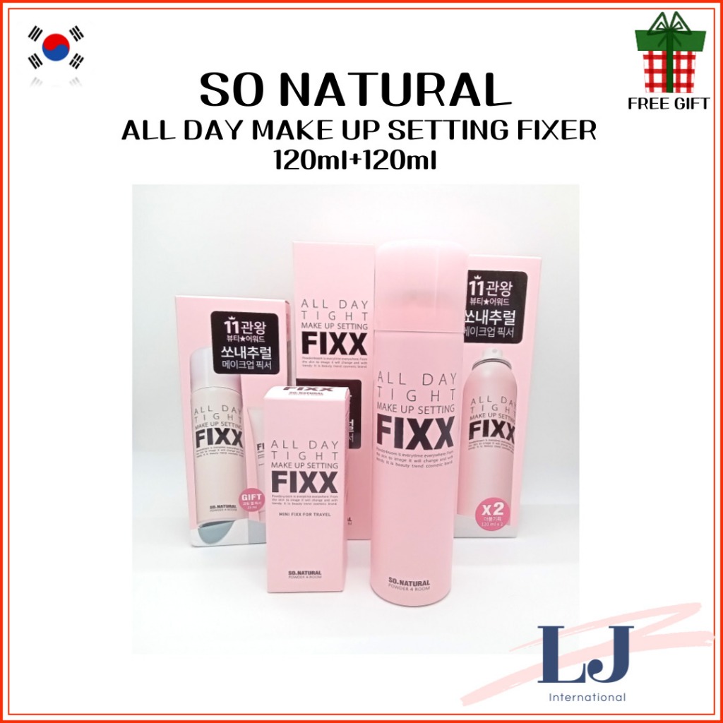 SO NATURAL ALL DAY TIGHT MAKE UP SETTING FIXER 75ml (No Gas Type-Carry-on allowed) /120ml+120ml ...
