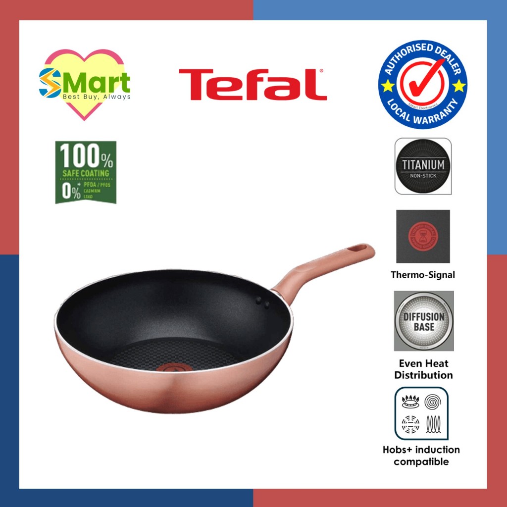 Tefal 28cm Cook & Shine Inducting Heating Wok Pan G80819 | Shopee ...