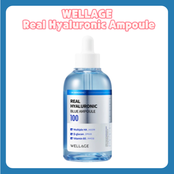 Wellage Real Hyaluronic Blue 100 Ampoule 100ml - Multiple HA, β-Glucan ...