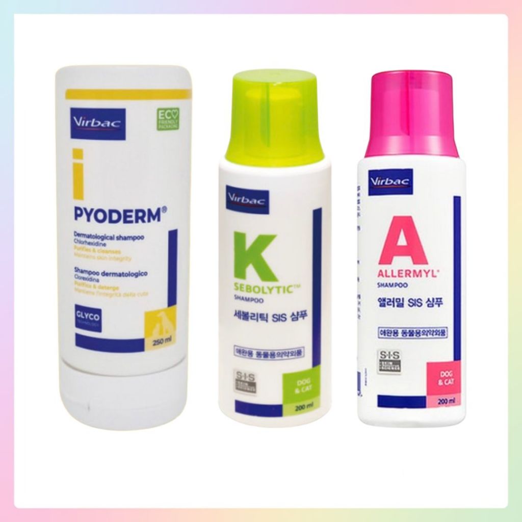 Virbac Shampoo Glyco Pyoderm Sebolytic Allermyl 200ml Dog Cat Pet ...
