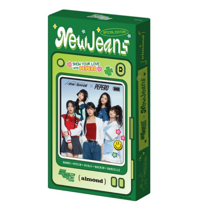 LOTTE PEPERO Korean choco almond crunky snack with NEWJEANS, 37g, 8 ...